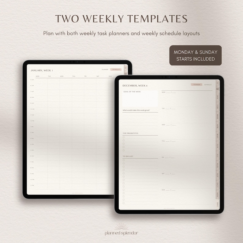 Digital Planner Undated Simple Minimalist Boho Terracotta Daily, Weekly ...