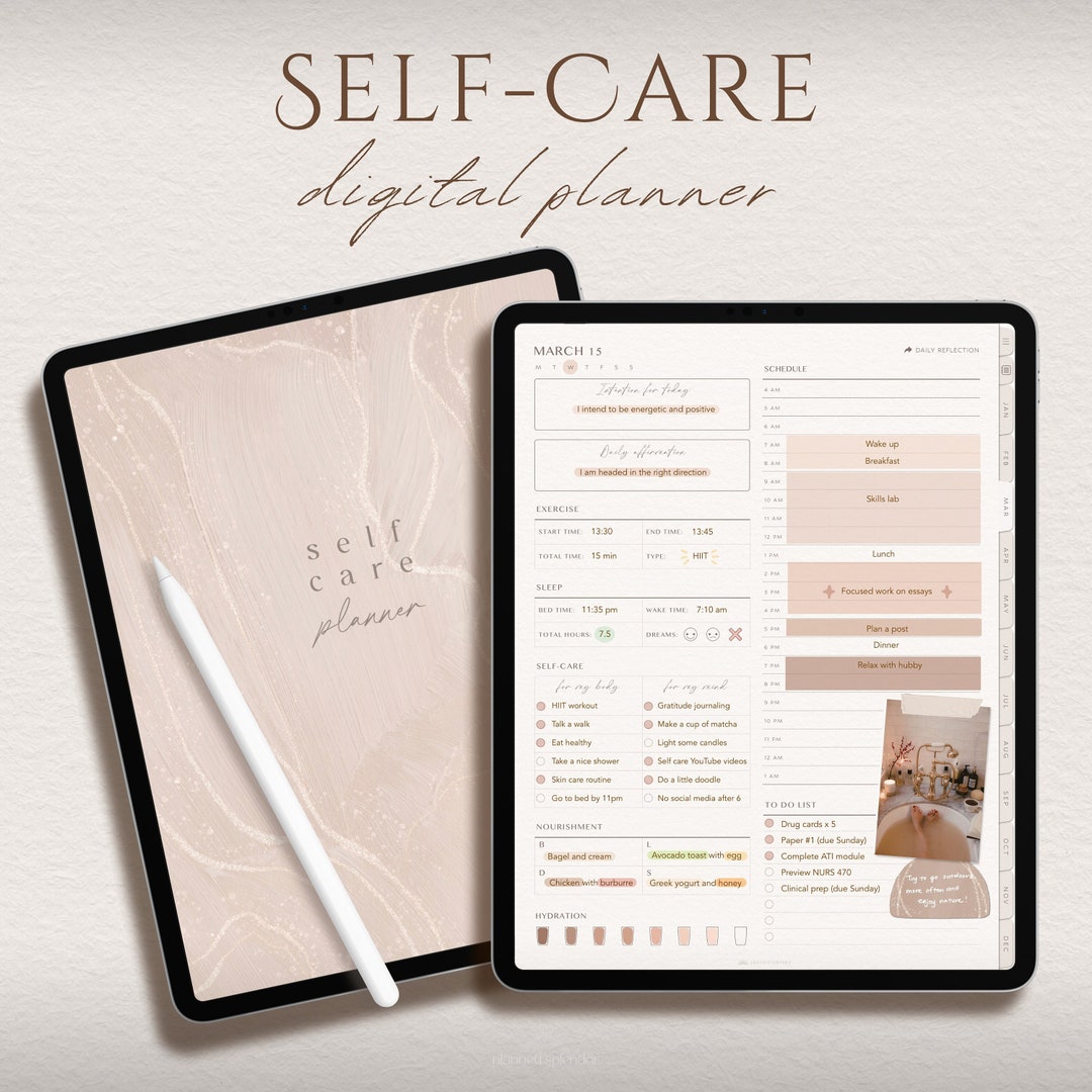 Self-care Digital Planner: Undated, Monthly, Weekly, Daily (PDF) - for ...