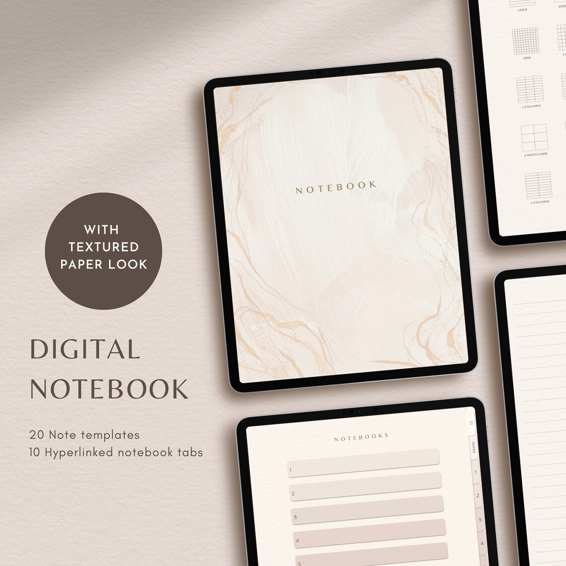 Neutral Minimalist Digital Notebook: Hyperlinked for Goodnotes ...