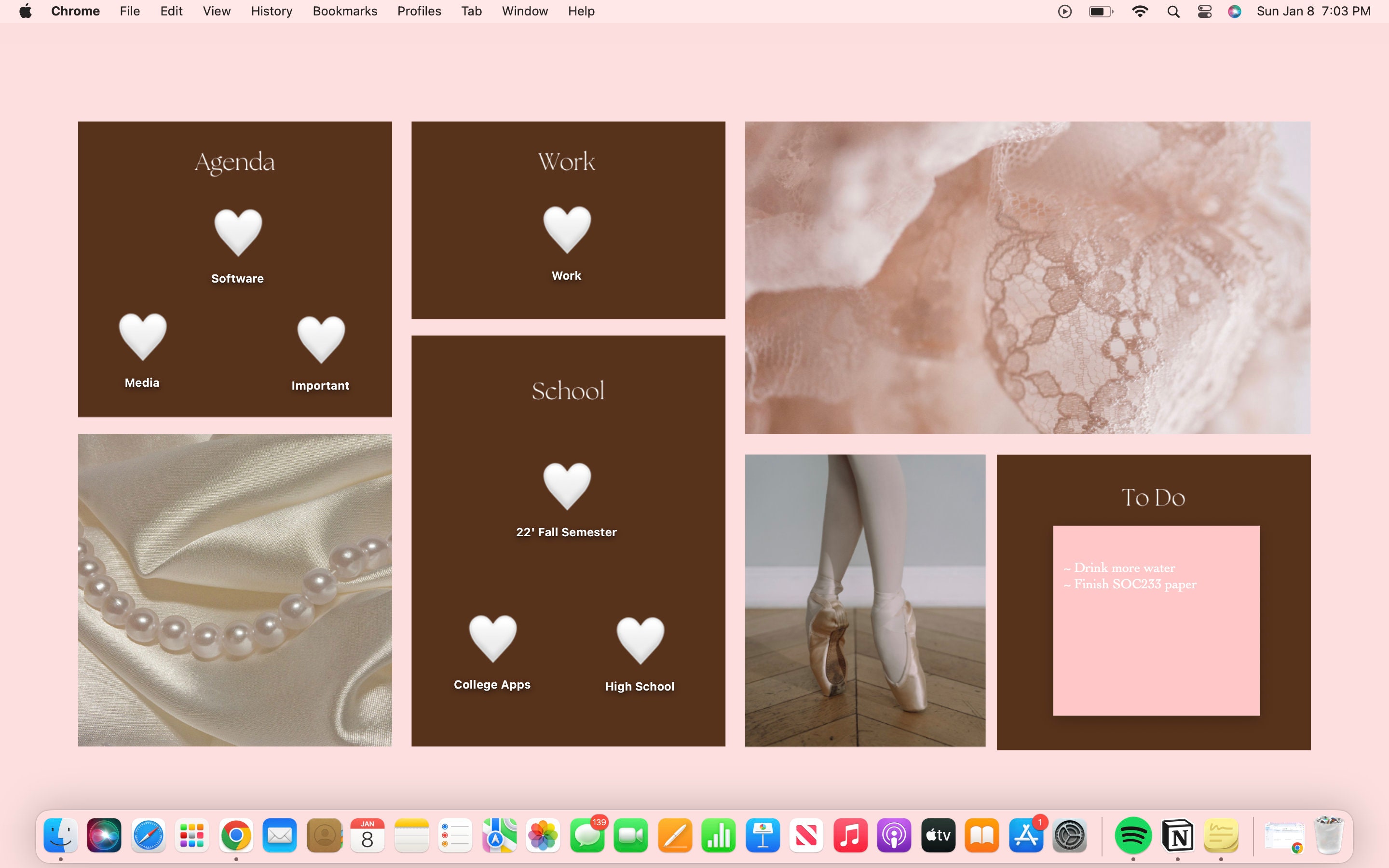 Light Pink Balletcore Feminine Desktop Wallpaper Organizer - Etsy