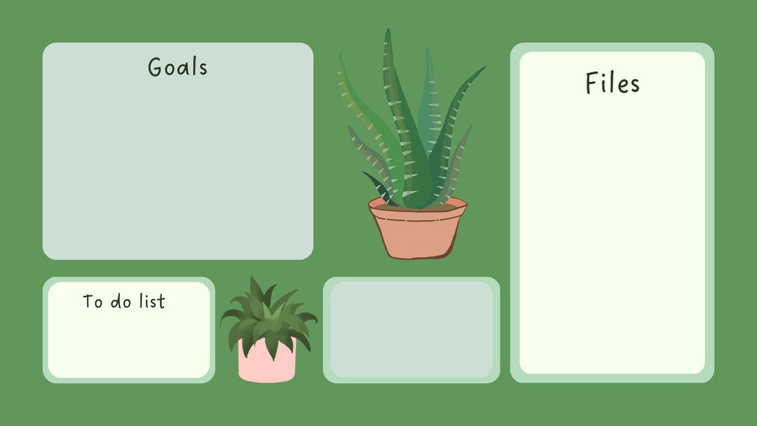 Cute Green Plant Desktop Wallpaper Organizer - Etsy