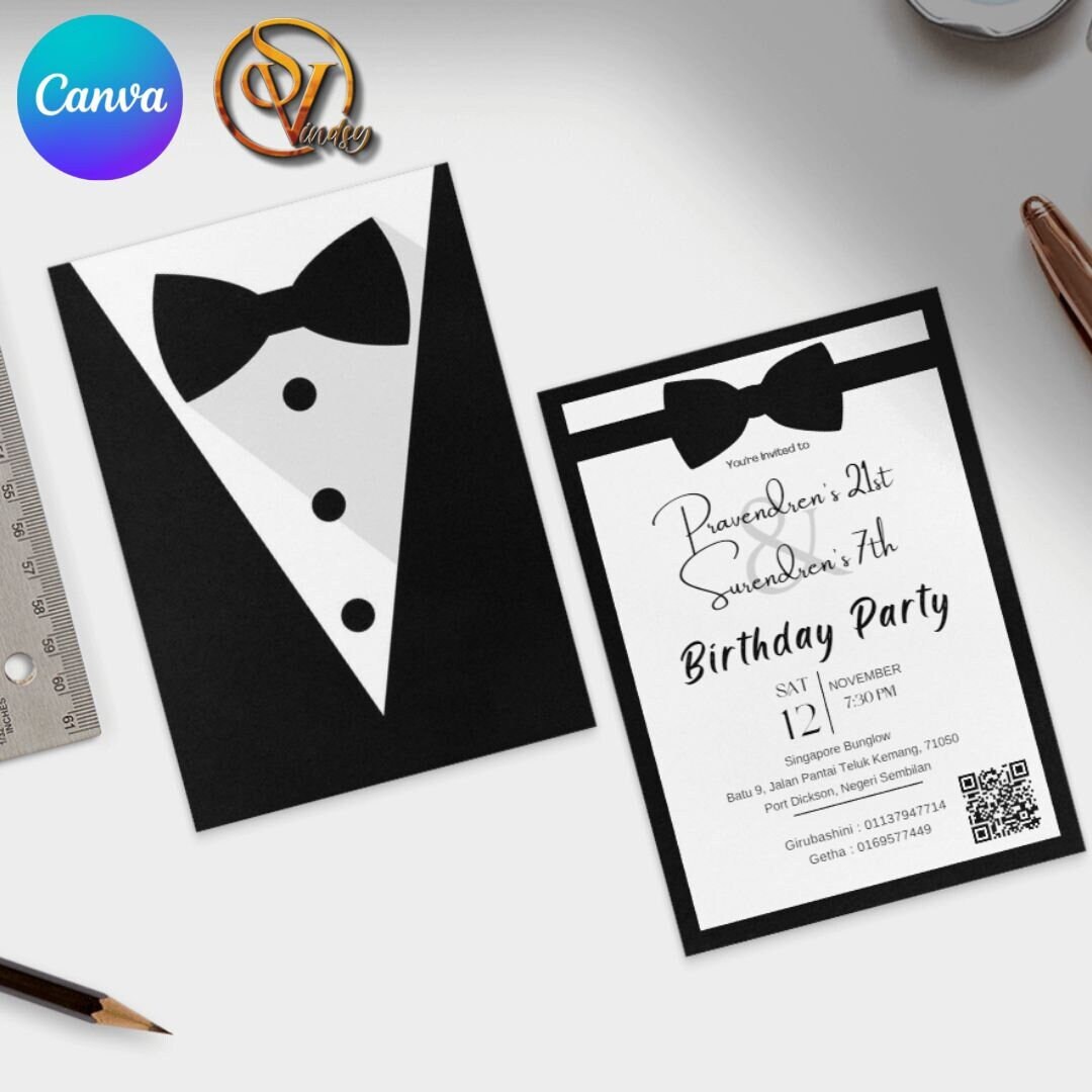 Digital Men Birthday Invitation, Editable. - Etsy