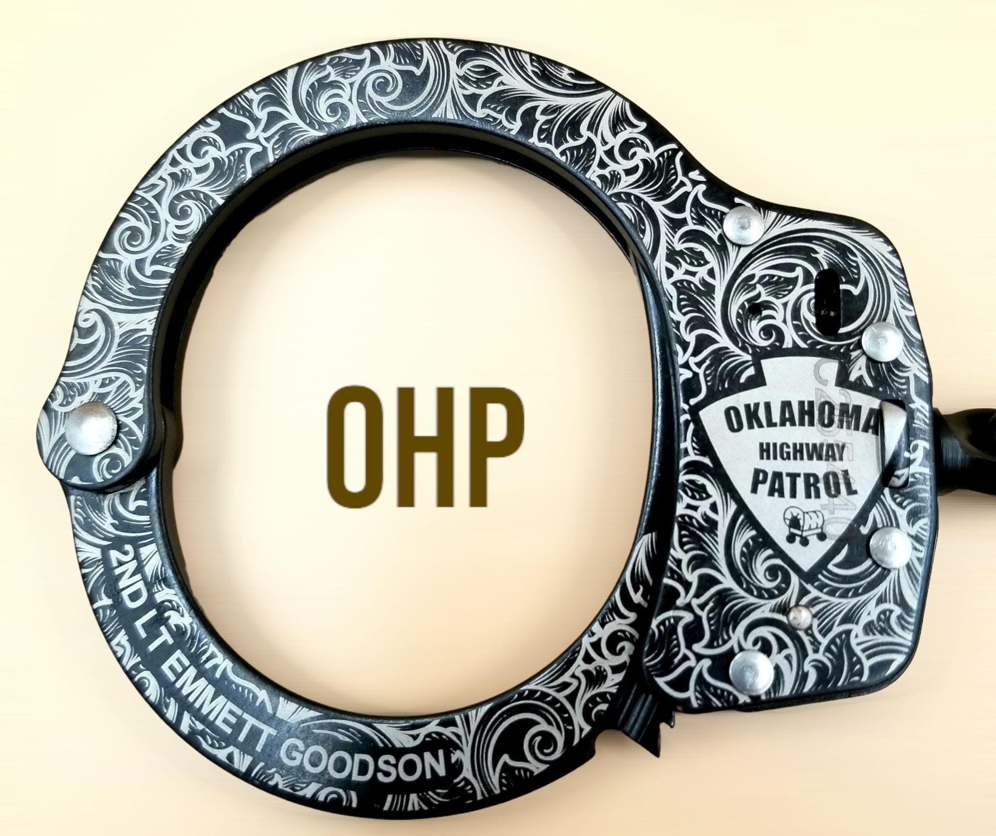 Custom Laser Etched Police Hand Cuffs (hand Cuff Display Stand ...