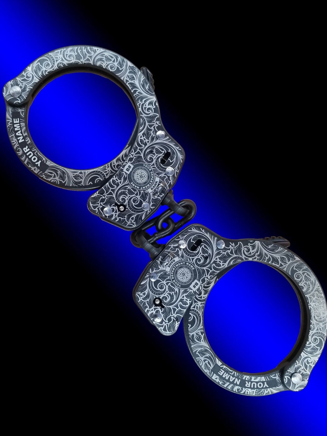 Custom Laser Etched Police Hand Cuffs (hand Cuff Display Stand ...