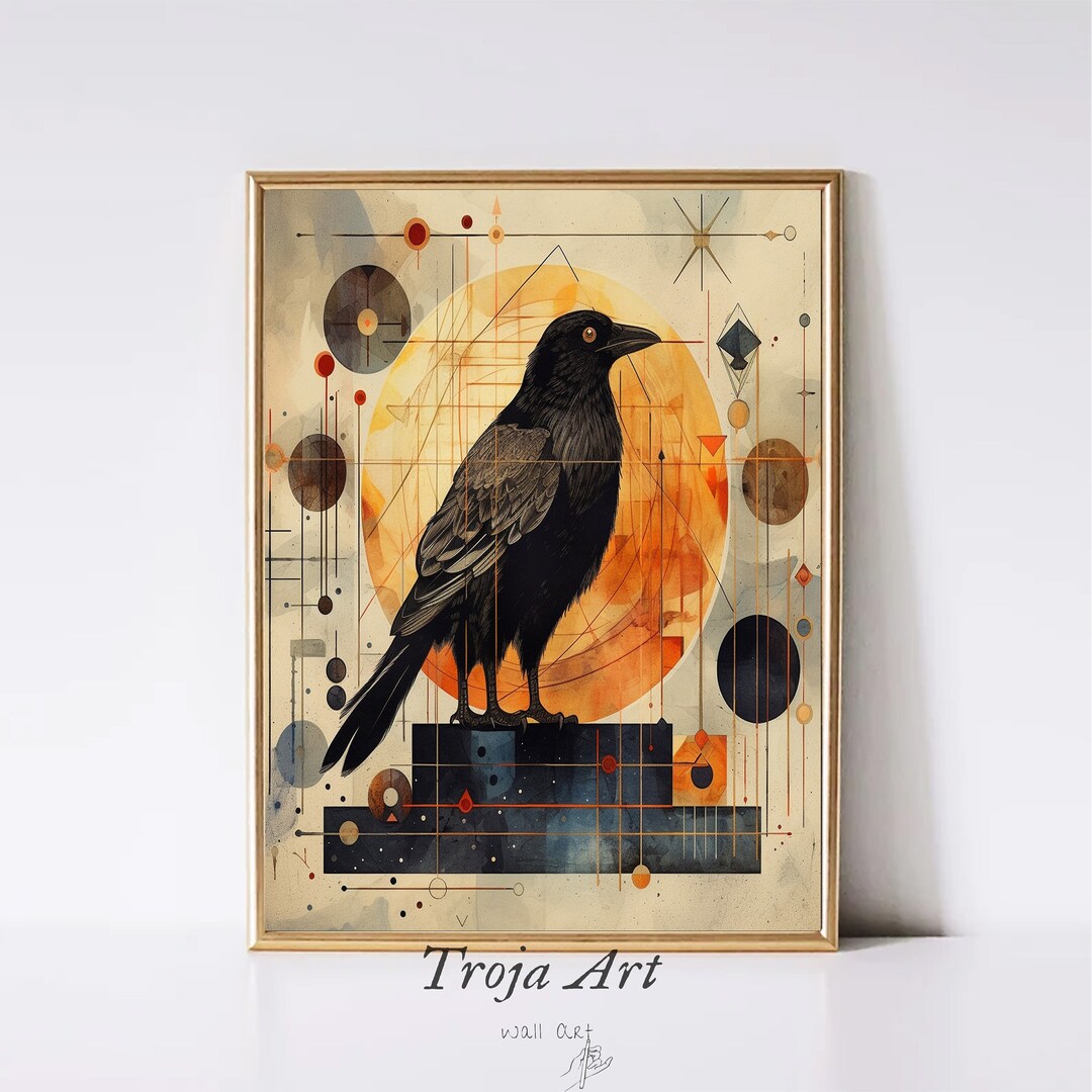 Ancient Crow Painting, Ancient Details and Vintage Wall Art, Printable ...