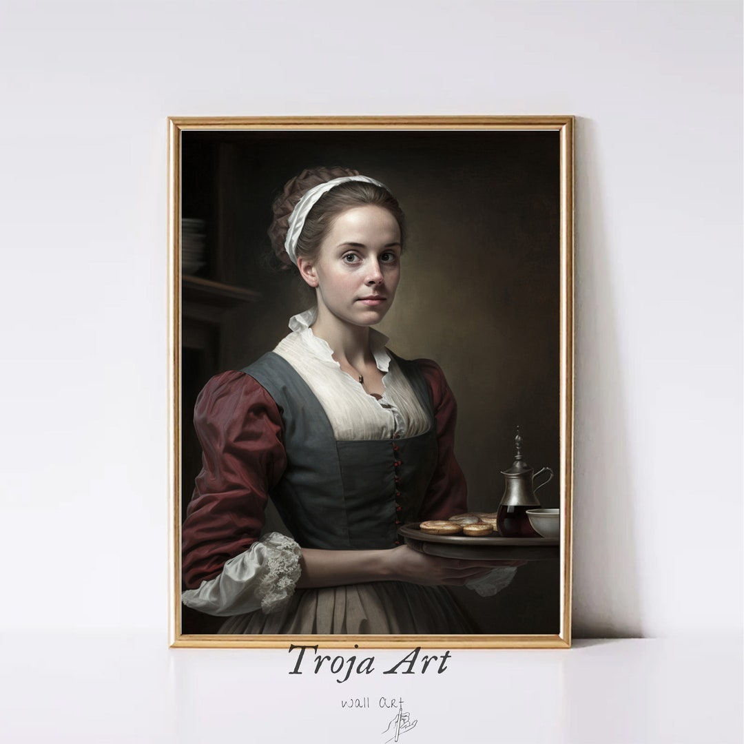PRINTABLE Moody Victorian Oil Painting A Waitress Girl Upset Girl ...