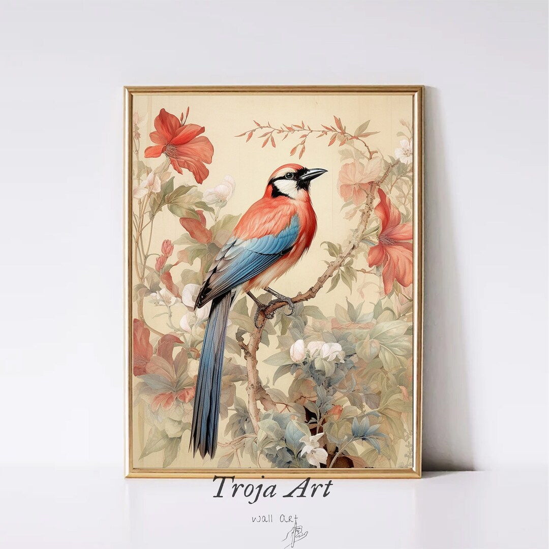 Moody Bird Painting-chinoiserie Art Lıght Moody Portrait Digital ...