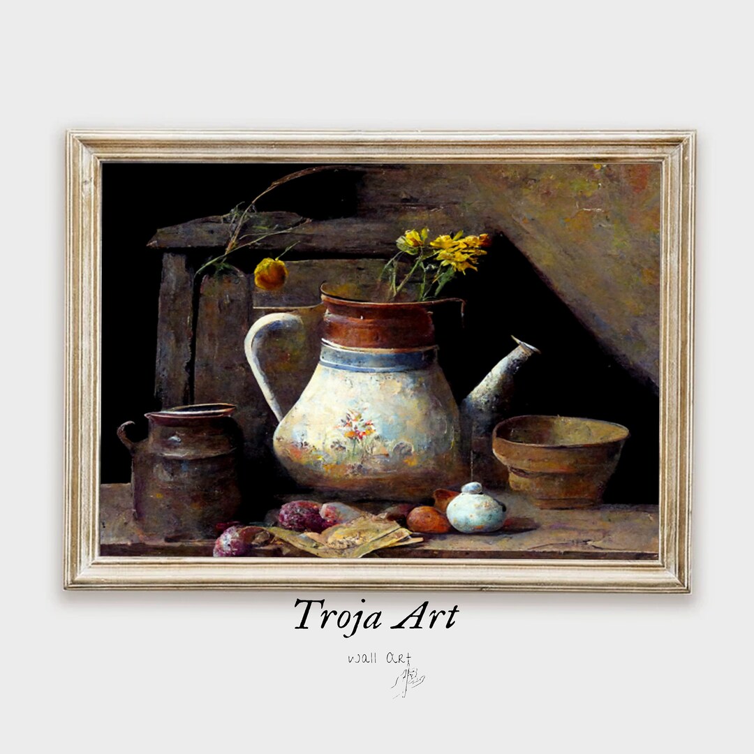 Farmhouse Kitchen Oil Painting Vintage Painting Digital PRINTABLE - Etsy