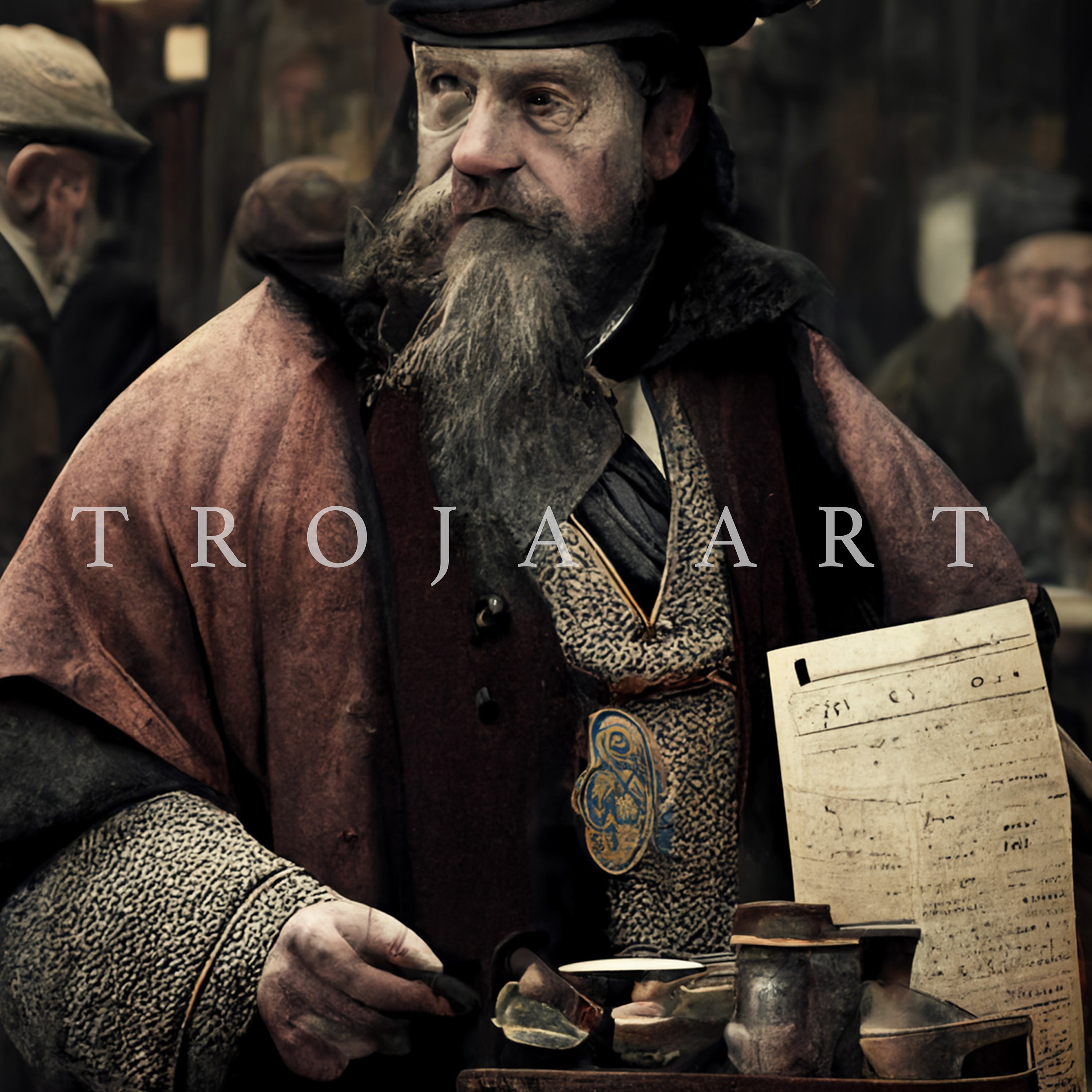 1700's A Merchant Oil Painting Antique Style Portrait Vintage Print ...