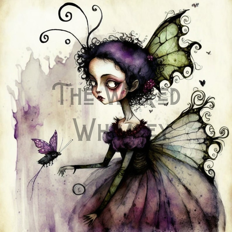 Pixie Watercolor Art Printable Whimsical Wall Art Alternative Nursery ...