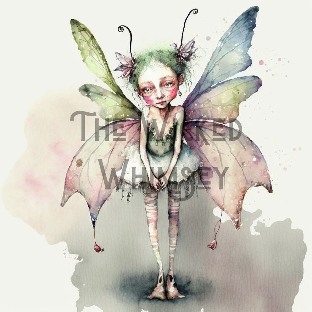 Pixie Watercolor Art Printable Whimsical Wall Art Alternative Nursery ...