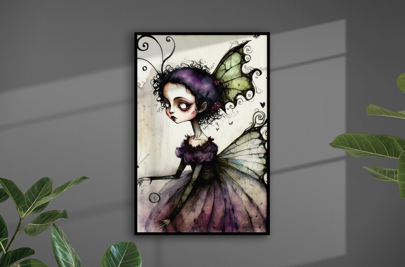 Pixie Watercolor Art Printable Whimsical Wall Art Alternative Nursery ...