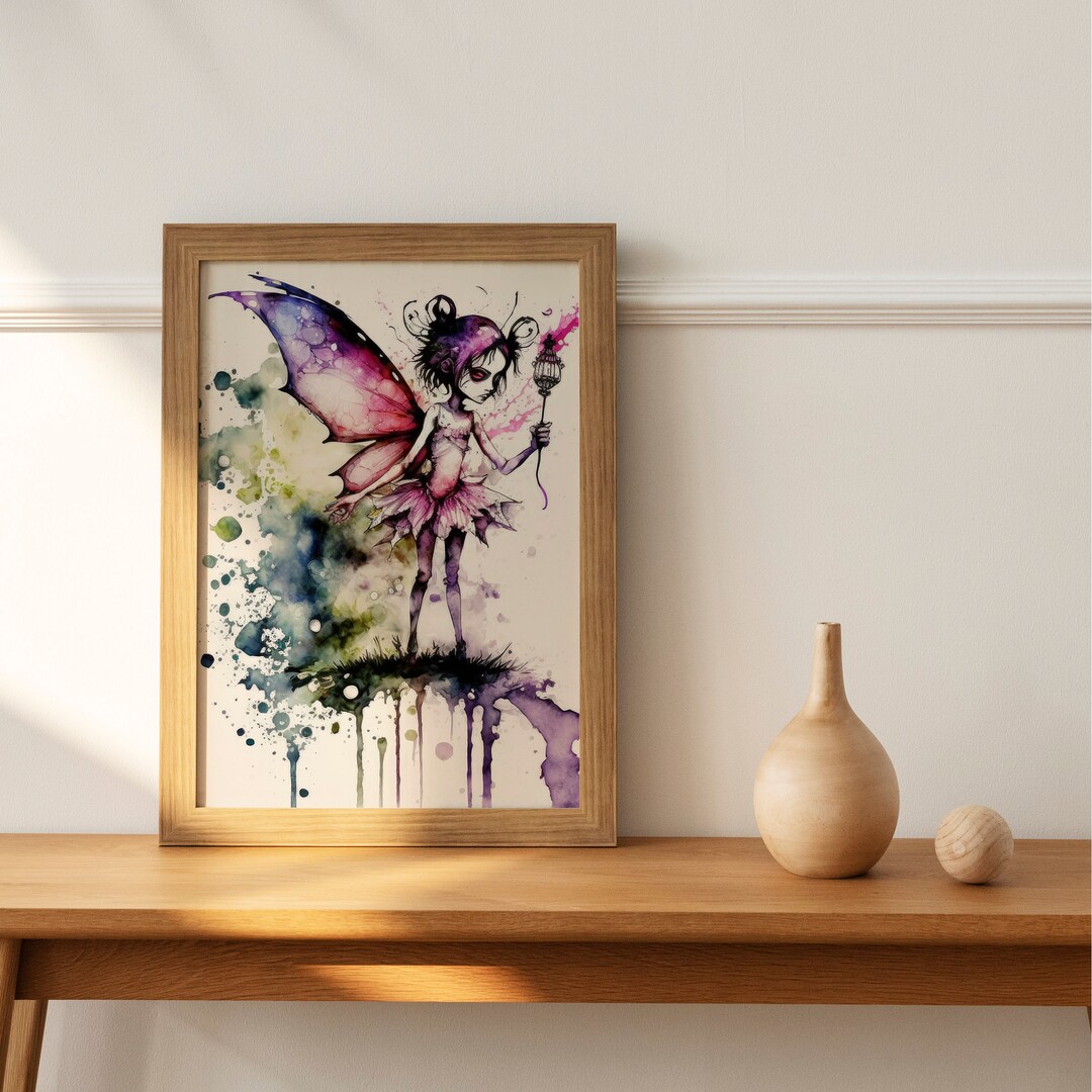 Pixie Watercolor Art Printable Whimsical Wall Art Alternative Nursery ...