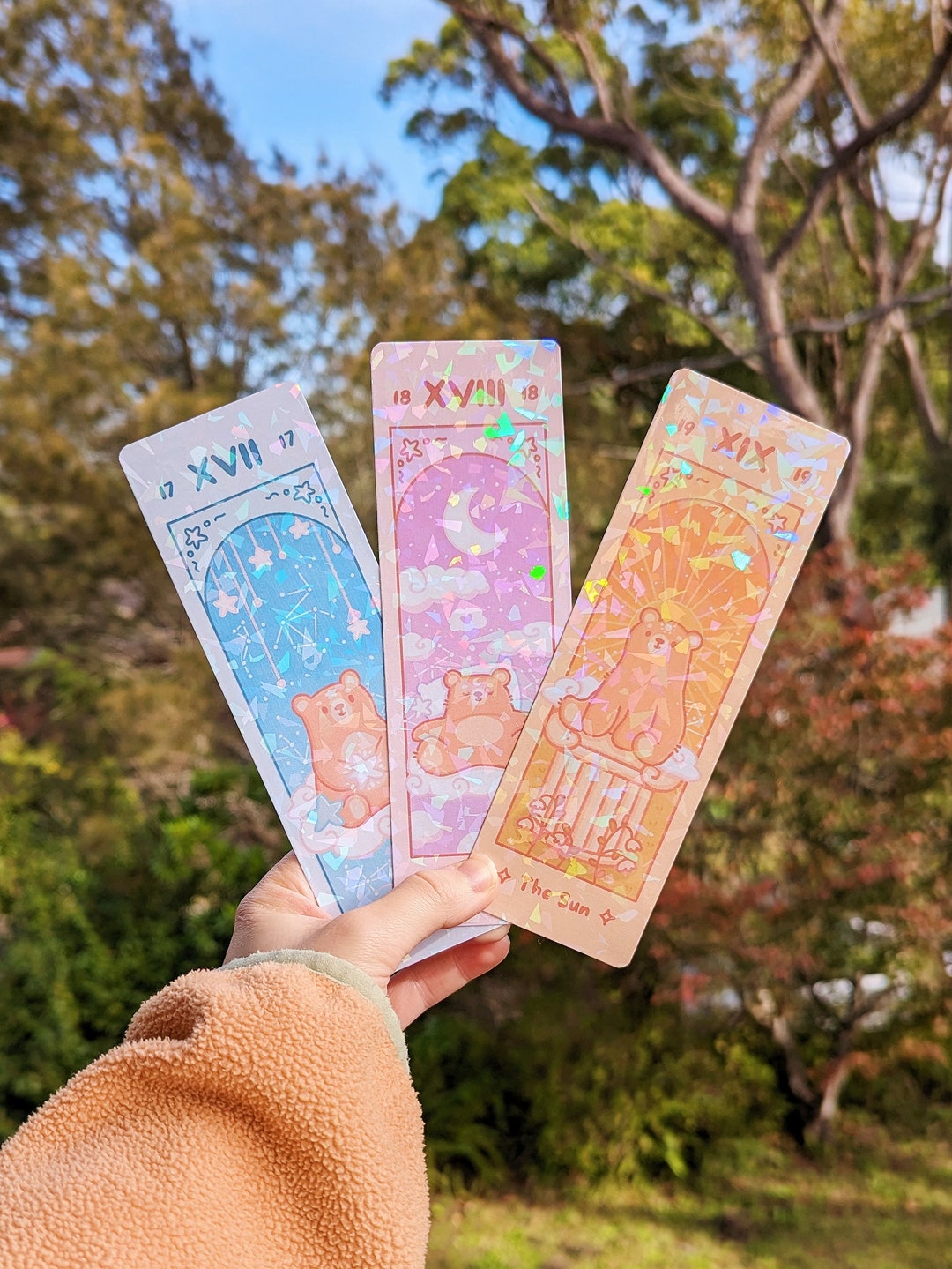 Tarot Card Bears | Holographic Handmade Bookmark - Etsy