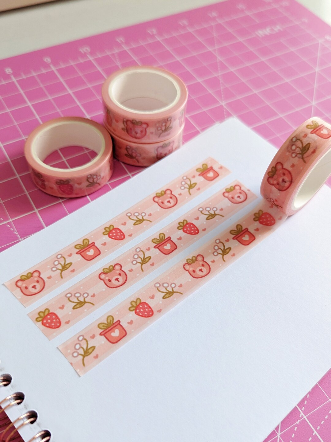 Strawberry Garden Sprout Bear | Washi Tape - Etsy