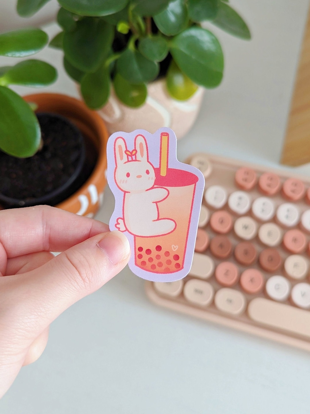 Bubble Tea Bunny Waterproof Sticker - Etsy