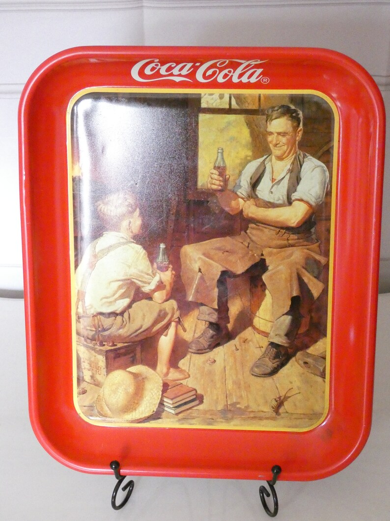 Coca Cola 1987 Remake Metal Tray village Blacksmith - Etsy