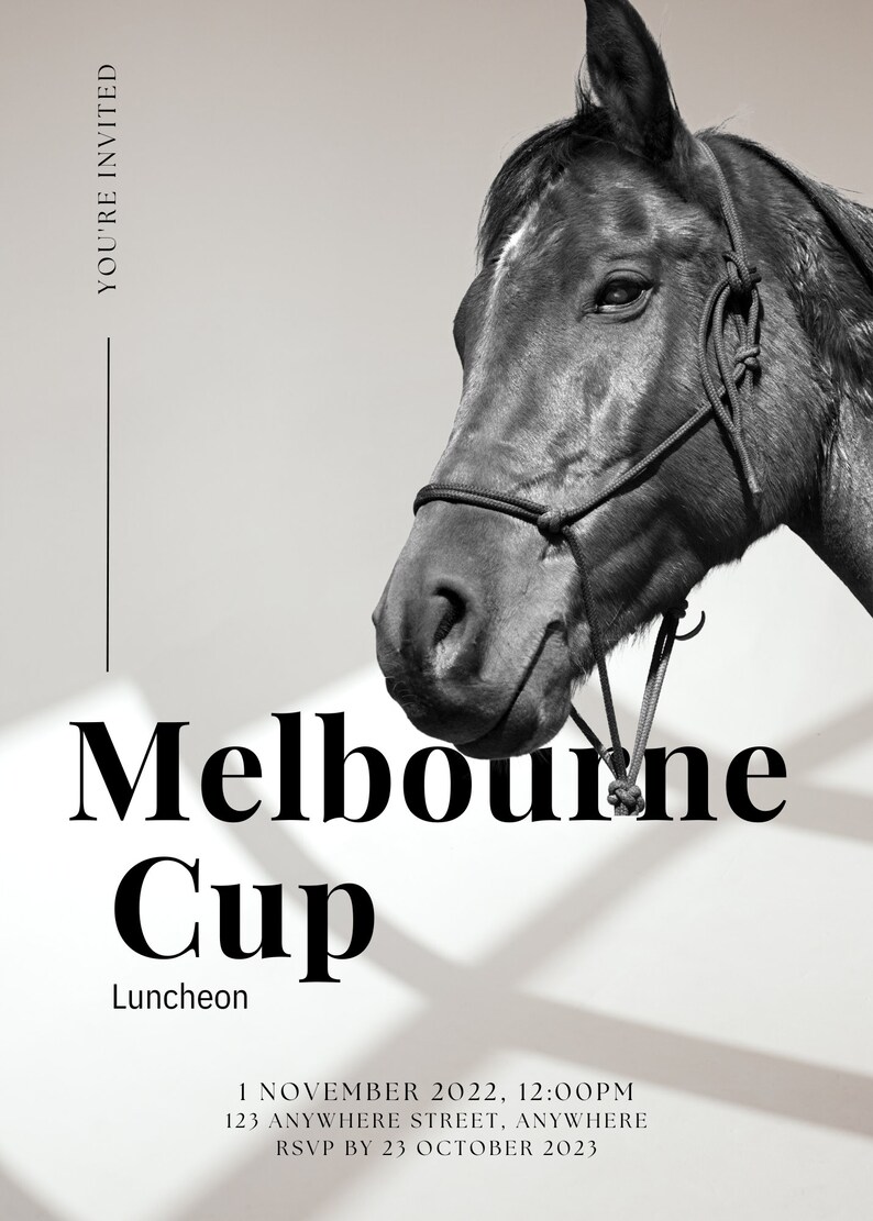 Melbourne Cup/ Race Day Invitation - Horse Race Day Invite - Etsy