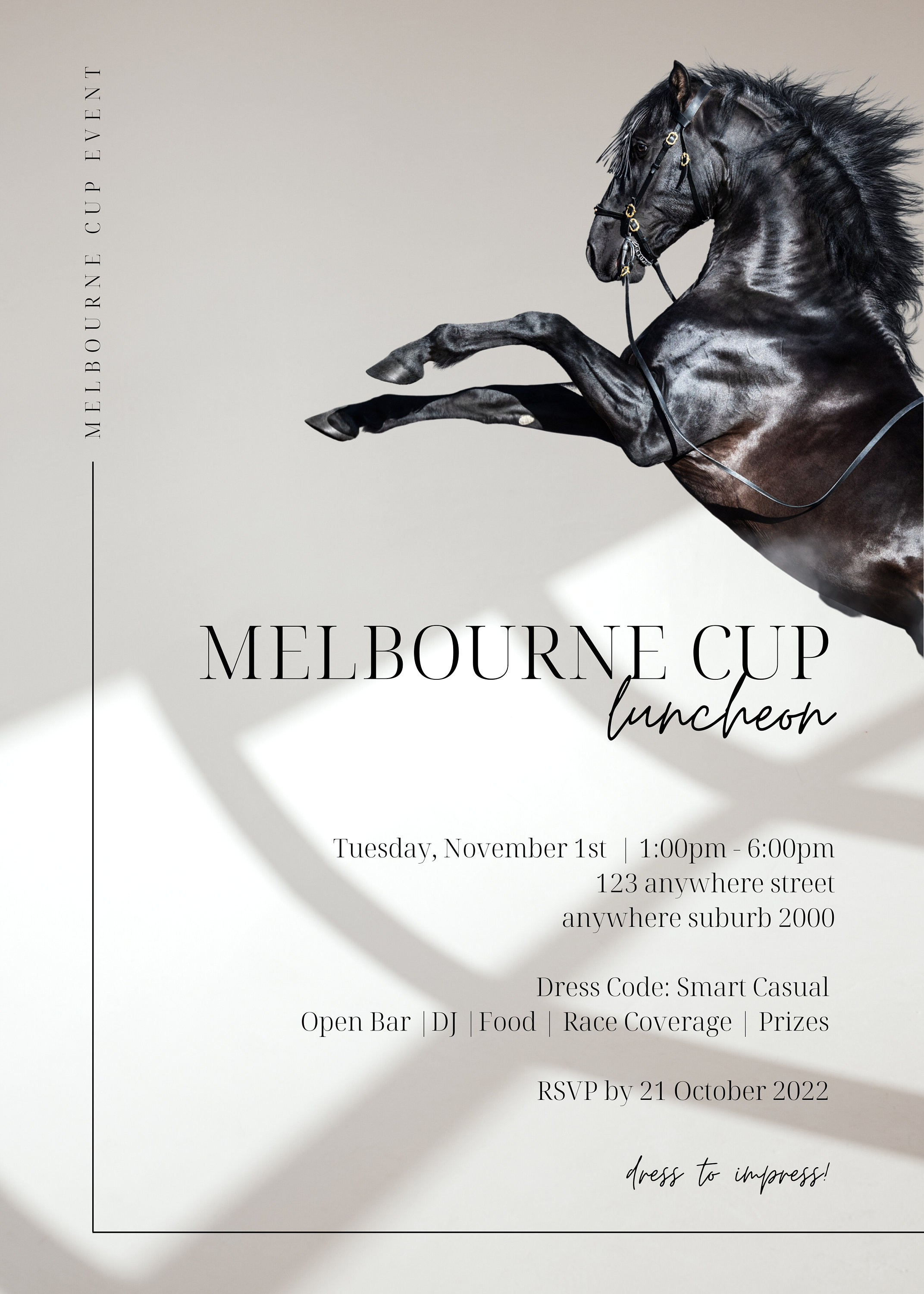 Melbourne Cup/ Race Day Invitation - Horse Race Day Invite - Etsy