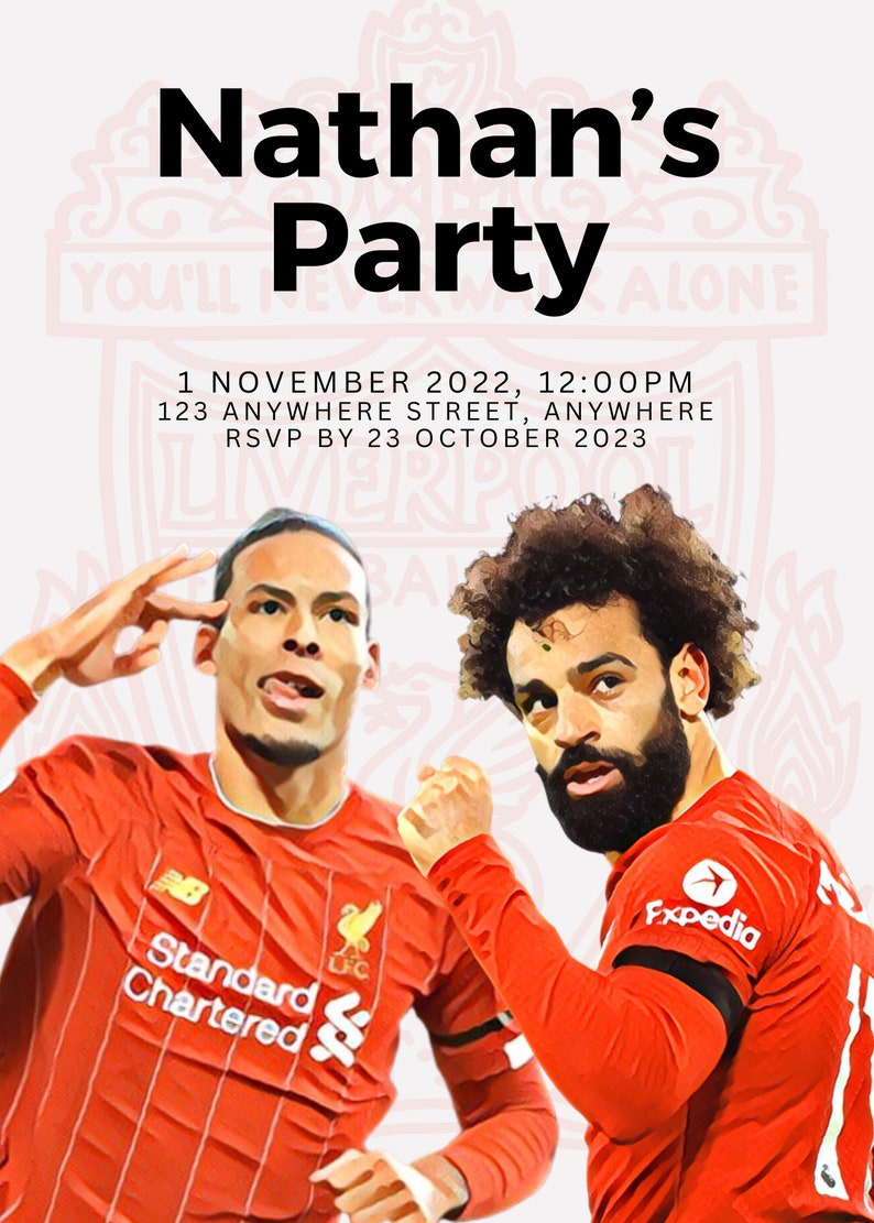 Liverpool FC Themed Party Invite - Etsy