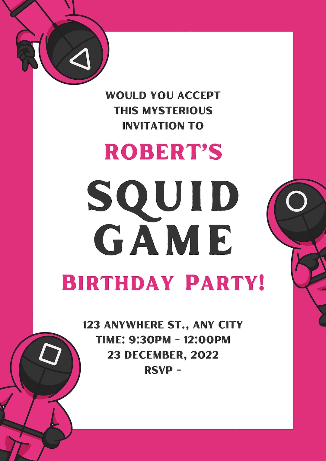 Squid Games Themed Party Invite - Etsy