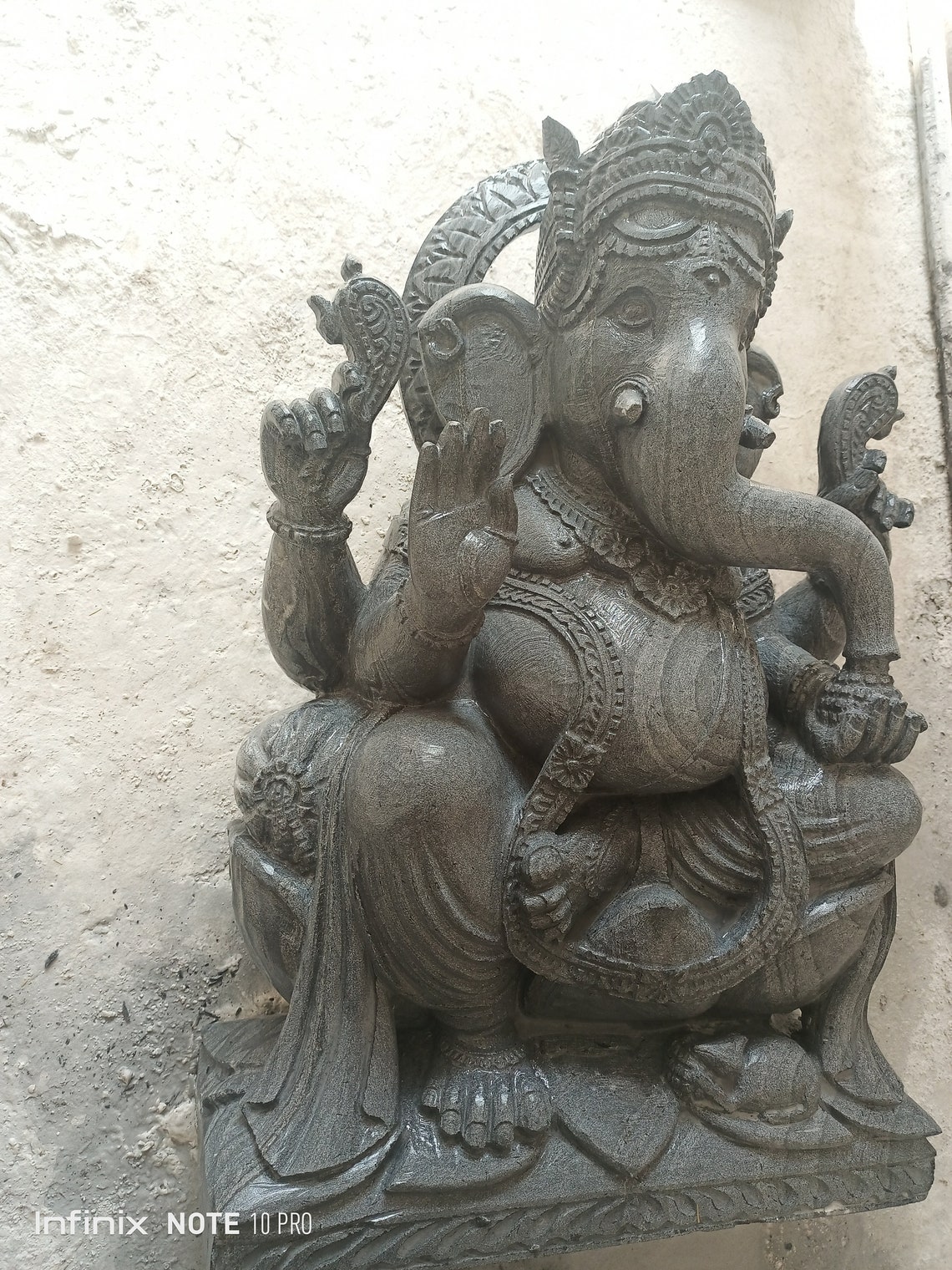 Ganesha Statue in Stone 15 Inch Small Black Stone Ganesh Murty ...