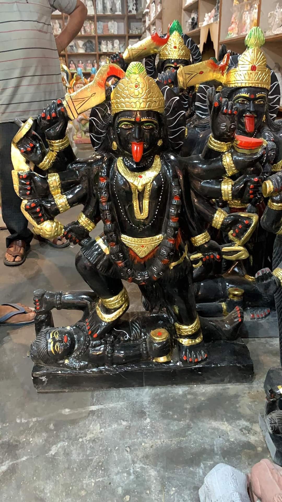 Mahakali Maa 10 Hand Statue 24 Inch Natural Stone Culture Multicolor ...