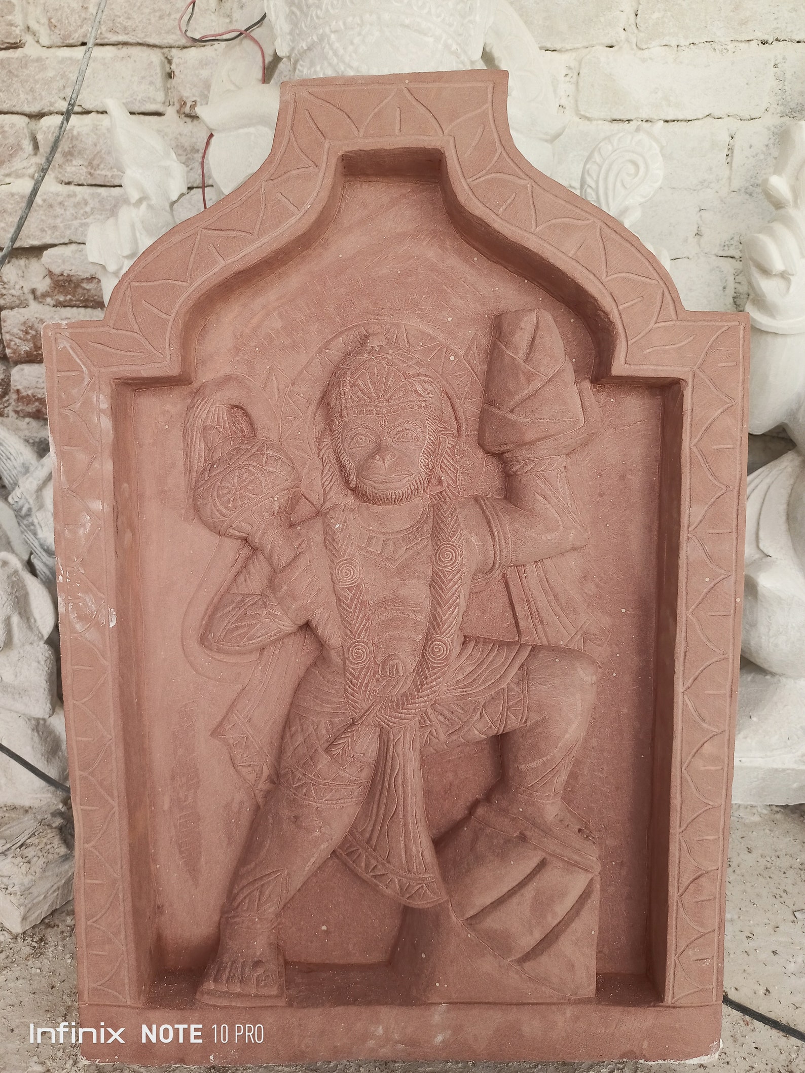 Hanuman Red Color Stone Statue Sanjivani Medicine With - Etsy