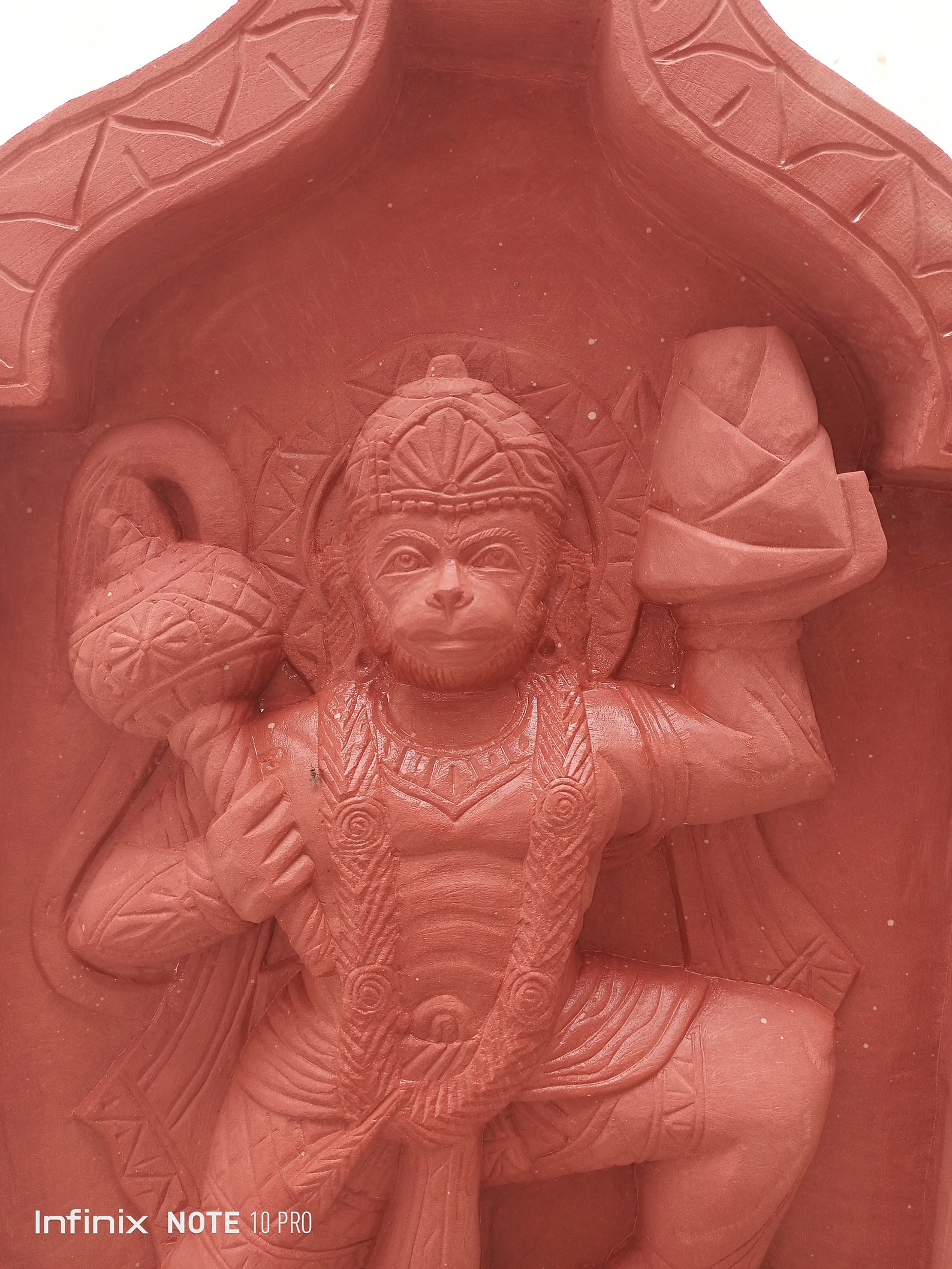 Hanuman Red Color Stone Statue Sanjivani Medicine With - Etsy