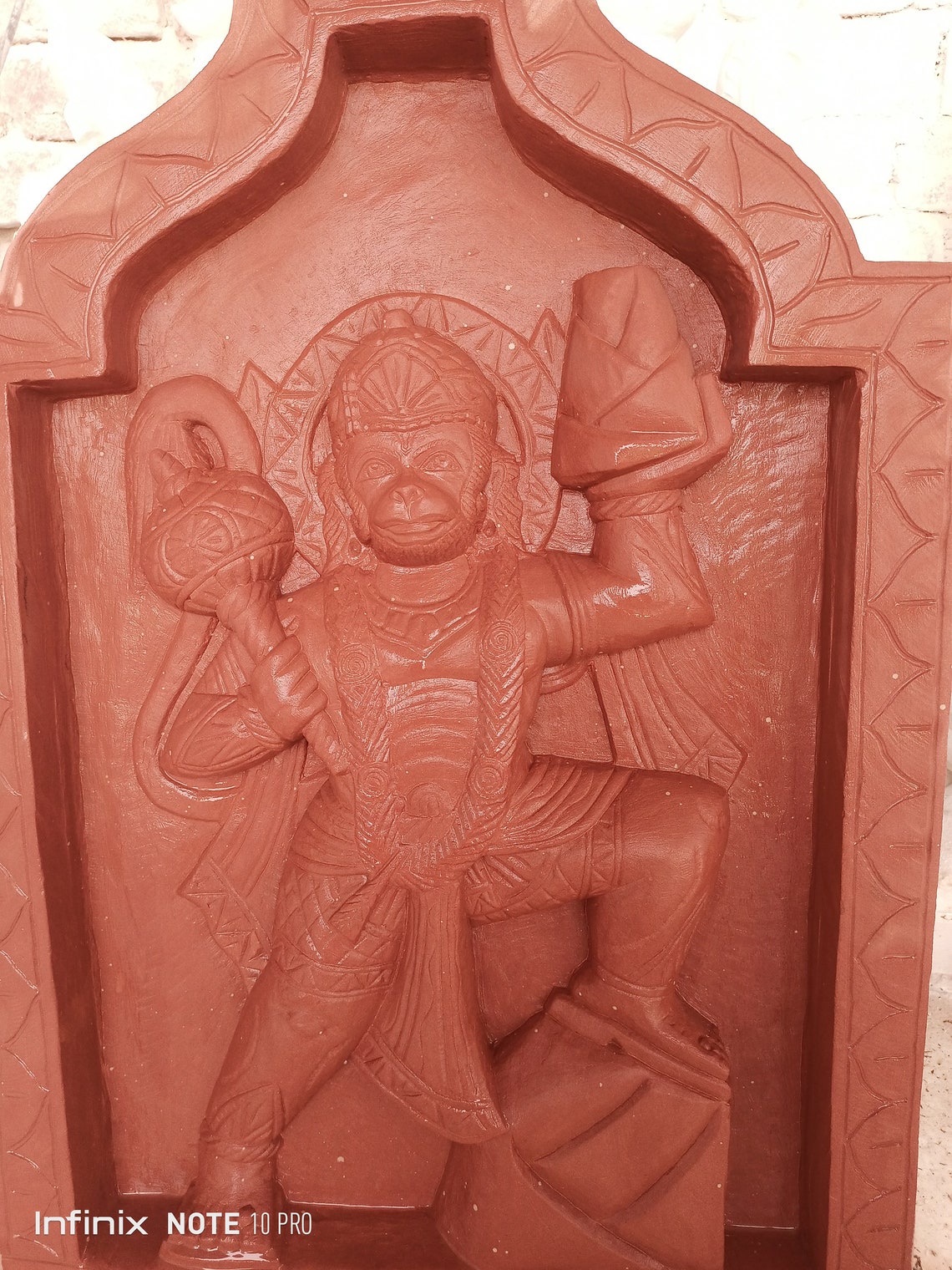 Hanuman Red Color Stone Statue Sanjivani Medicine With - Etsy