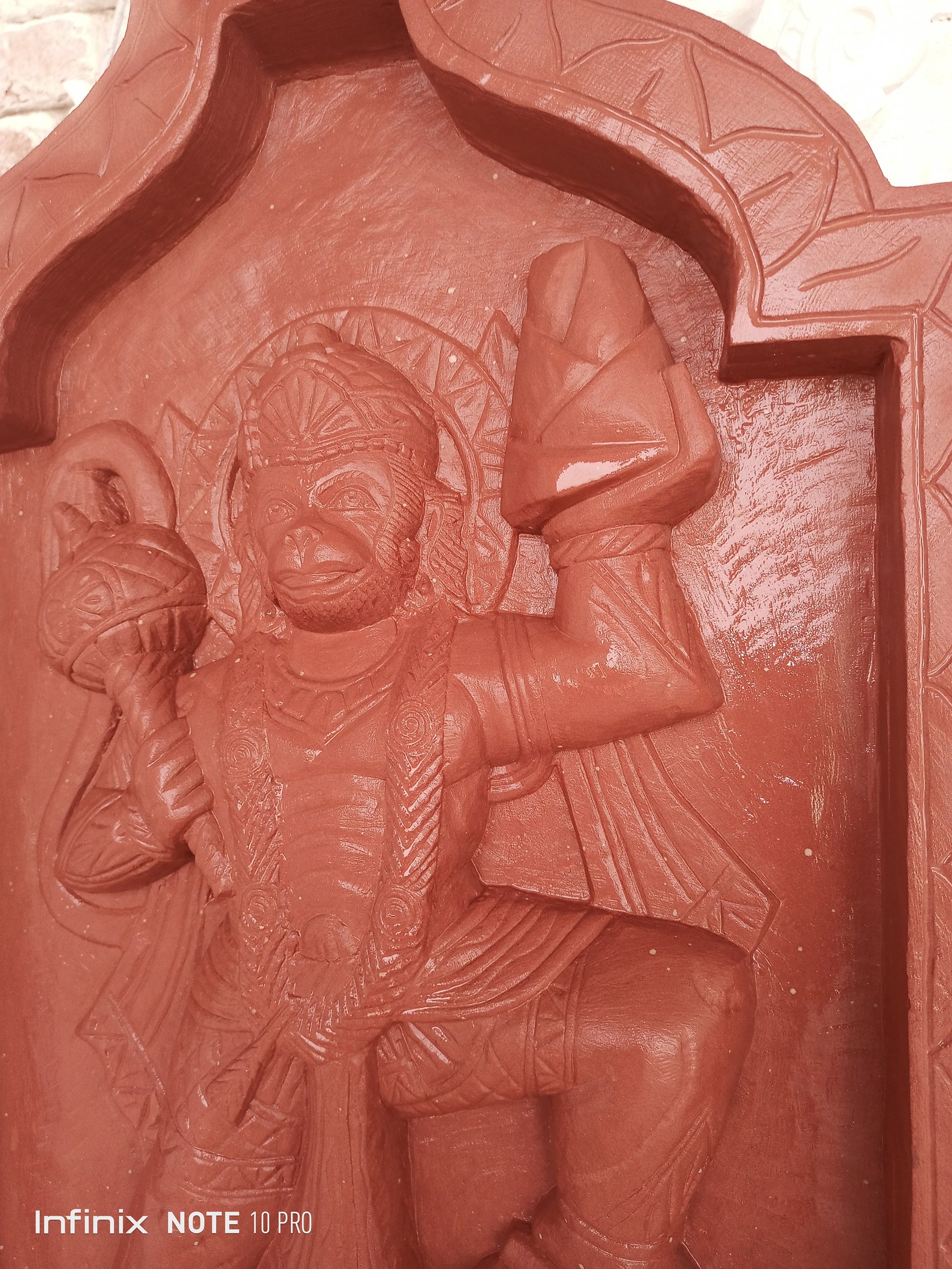 Hanuman Red Color Stone Statue Sanjivani Medicine With - Etsy
