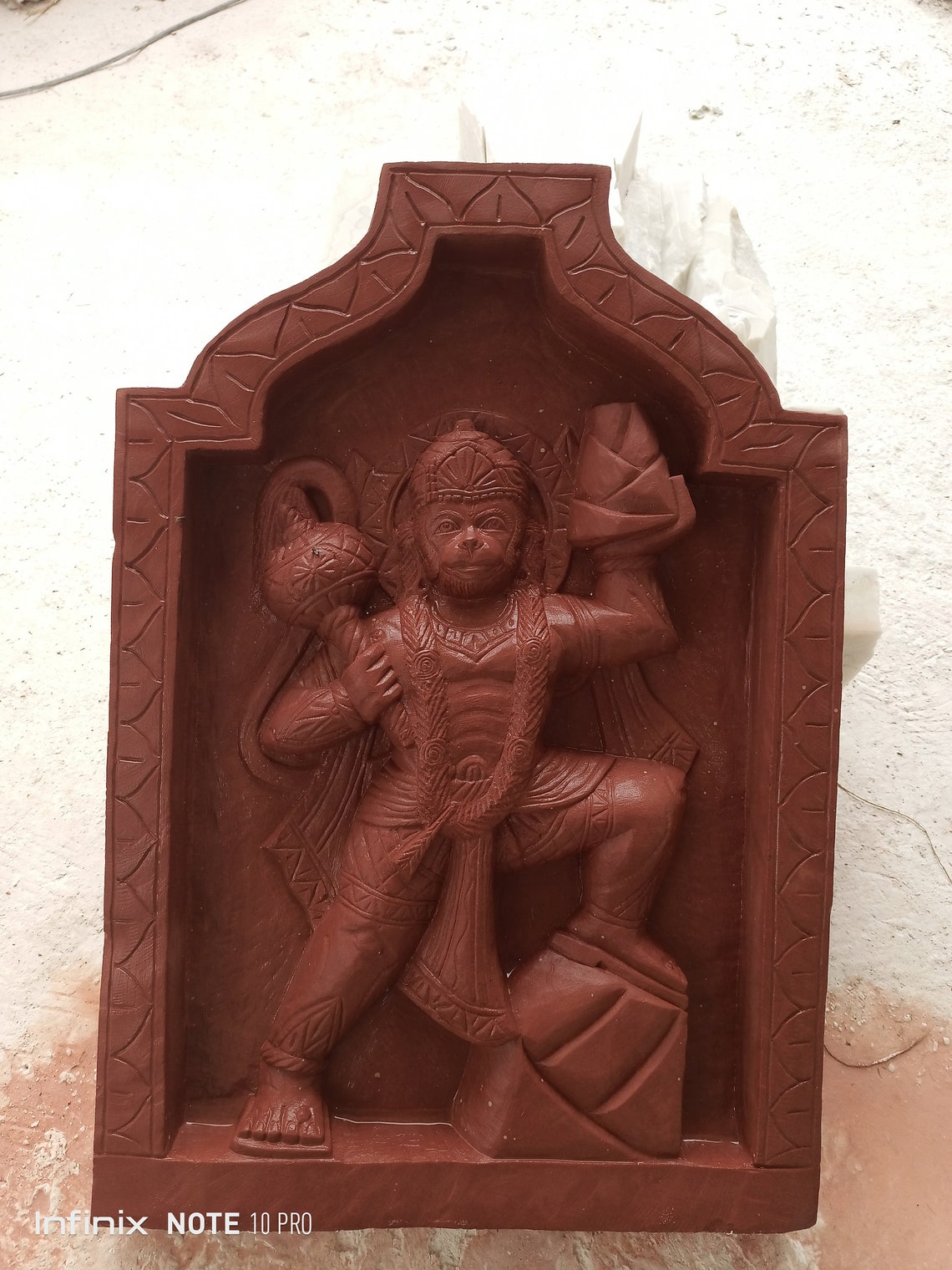 Hanuman Red Color Stone Statue Sanjivani Medicine With - Etsy