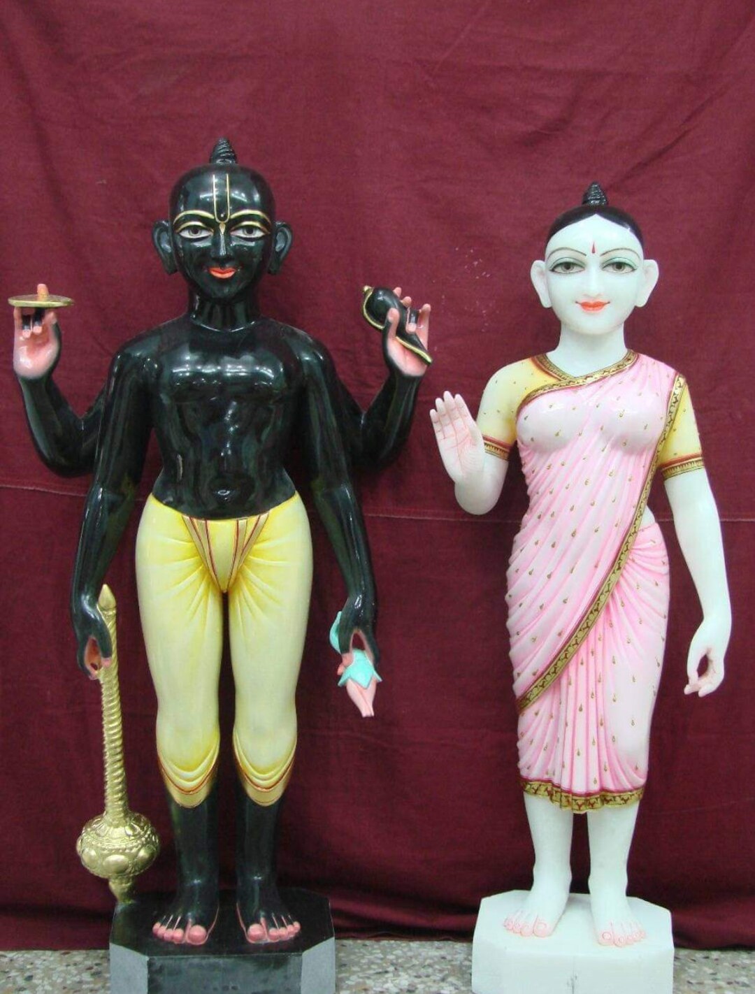 Lakshmi Narayan Statue, Marble Murti Made in Pure Natural Stone 15 Inch ...