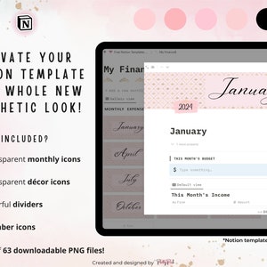 Pink Notion Customization Bundle | Digital Stickers Planner | Cozy Pink ...
