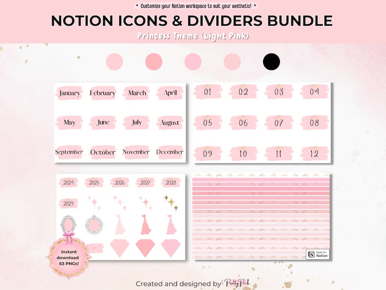 Pink Notion Customization Bundle | Digital Stickers Planner | Cozy Pink ...