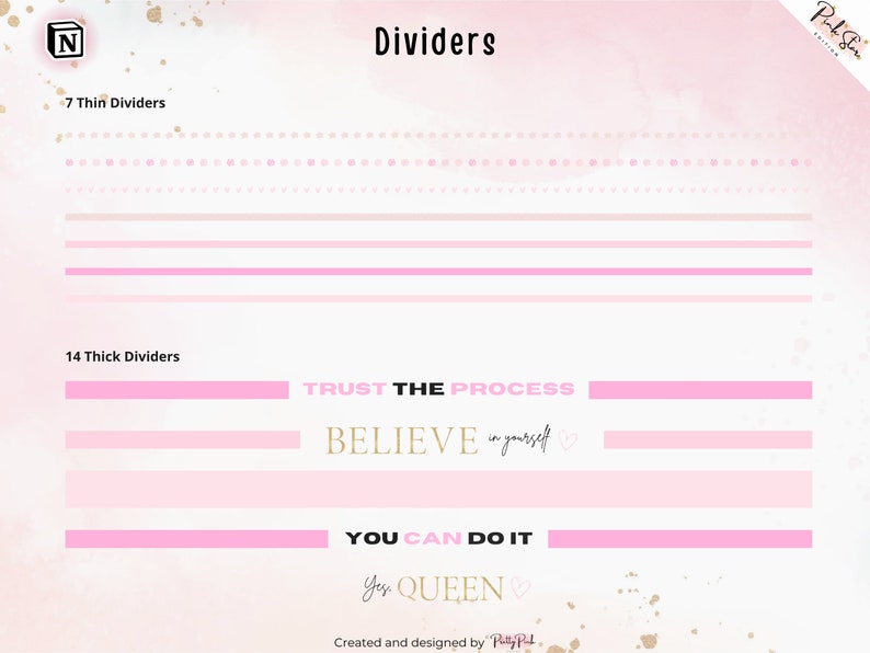Pink Notion Planner Bundle | Girly Aesthetic Stickers, Icons (digital ...