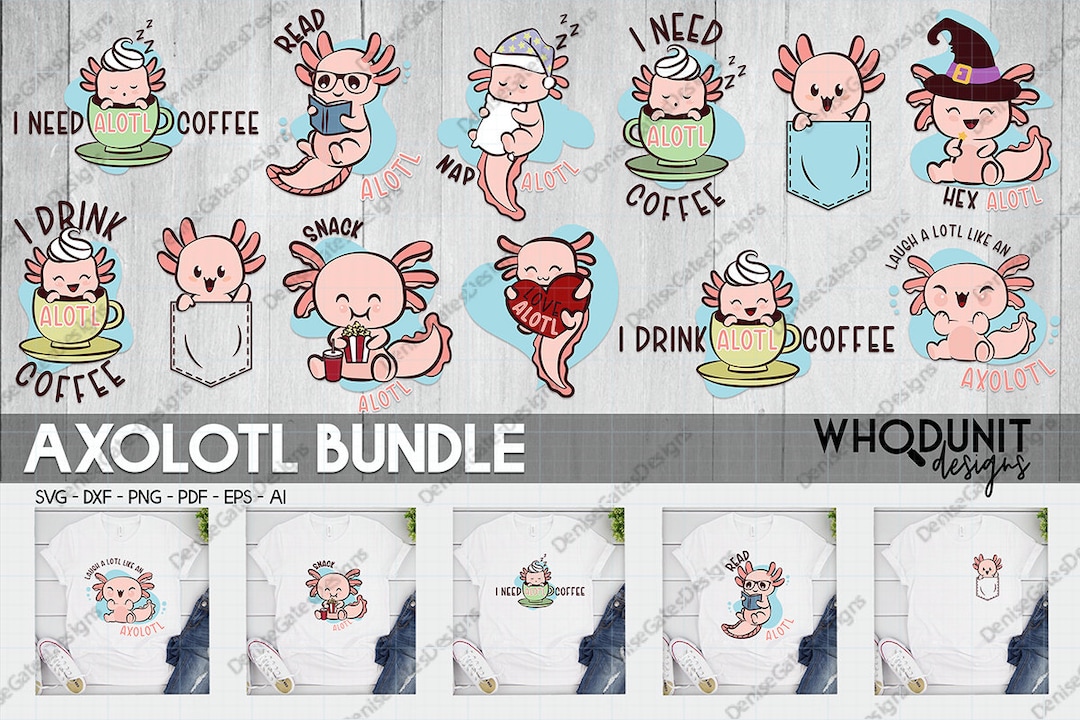 Axolotl SVG Bundle Axolotl Cut Files. Pink Axolotl Clipart. - Etsy España