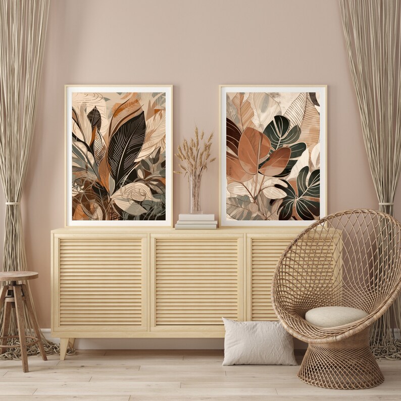 Luxurious Modern Jungle: Bauhaus and Goa-inspired Tropical Leaf - Beige ...