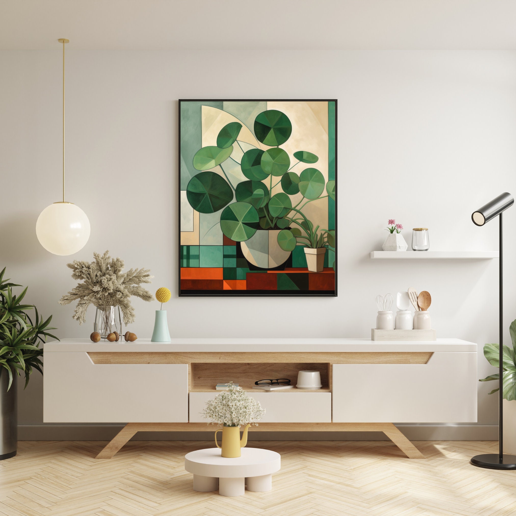 DIGITAL DOWNLOAD Vibrant Pilea Money Plant: Bold Botanical Art Print in ...