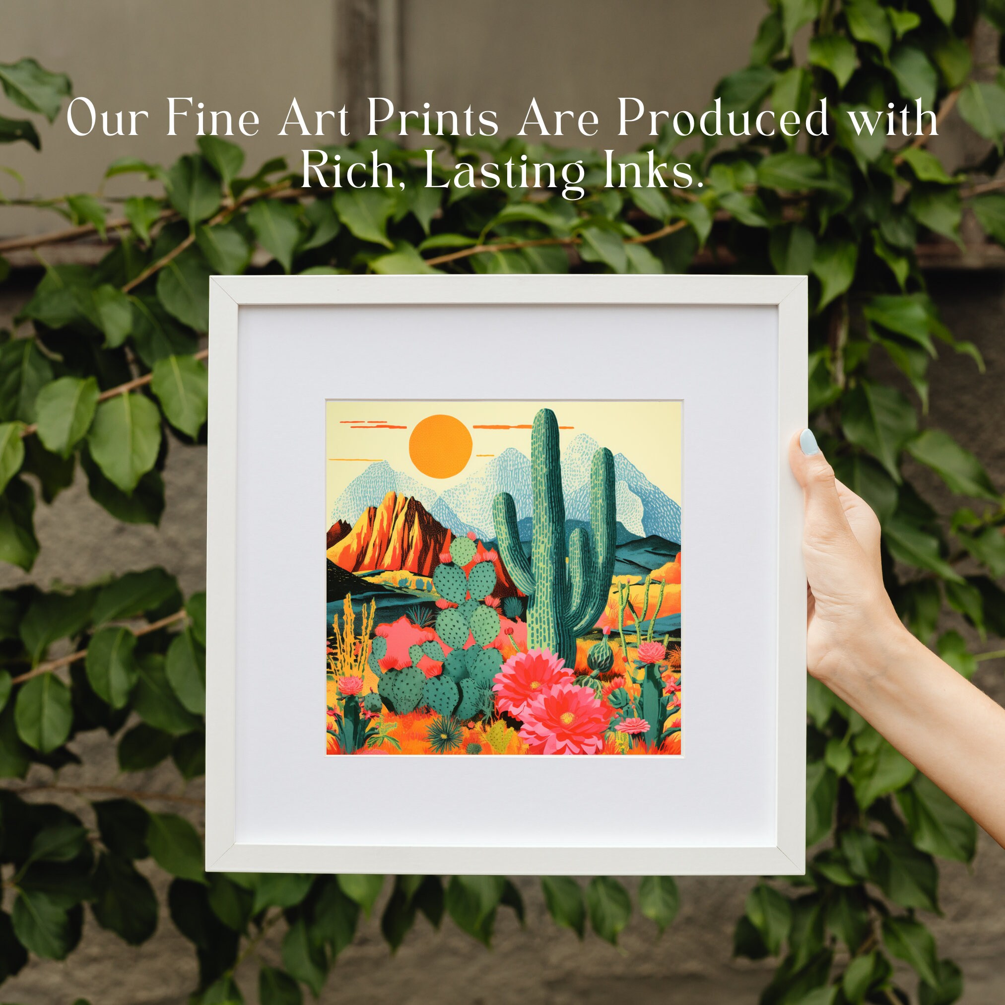 Digital Download - Whimsical Desert Radiance: Vibrant Risograph Art of ...