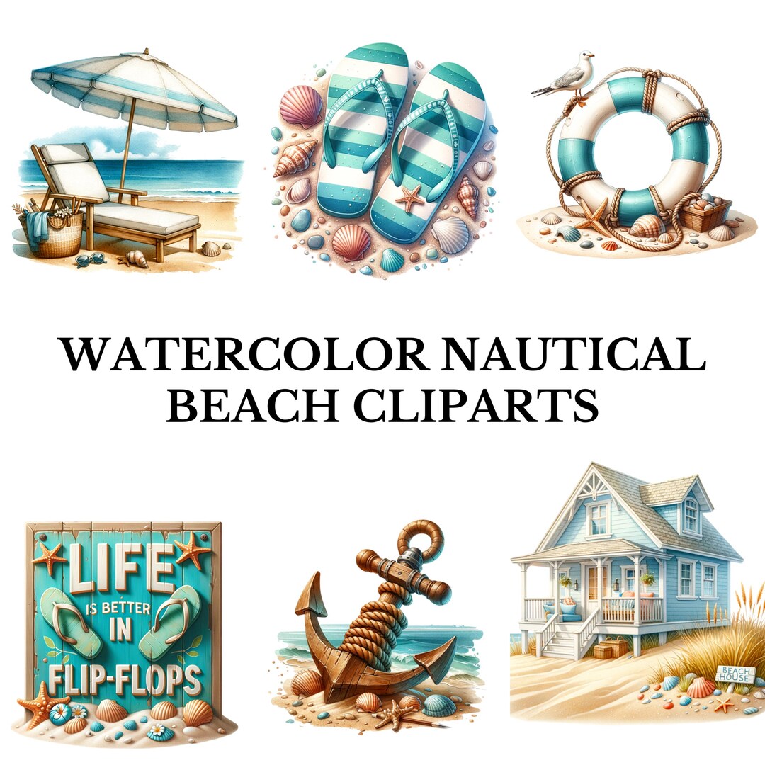 Watercolor Clipart, Nautical Ocean Png, Summer Clipart, Tropical ...