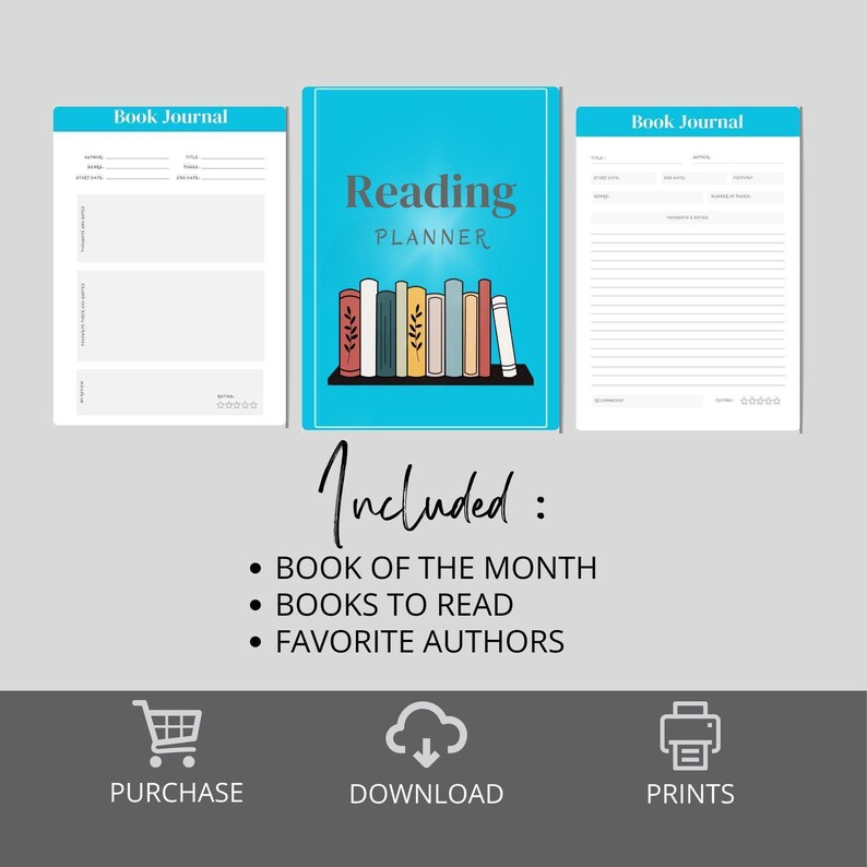 Printable Reading Planner, Book Journal Template, Reading Log, Review ...