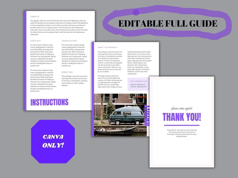 Airbnb Welcome Guide Template, Editable Canva Host Booklet, Printable ...