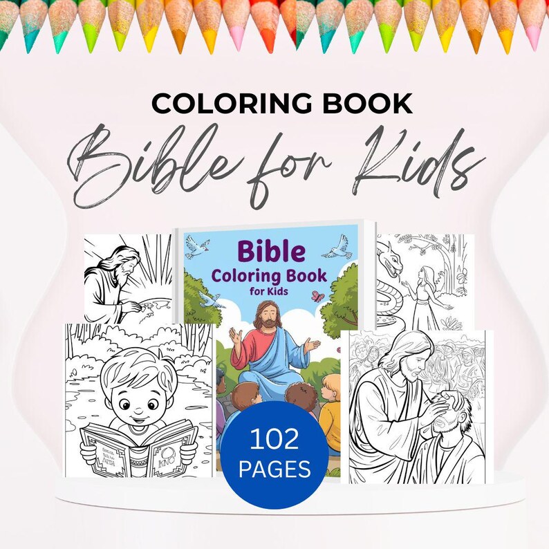Bible Lesson Coloring Book Kids, Christian Printable Activity Book ...
