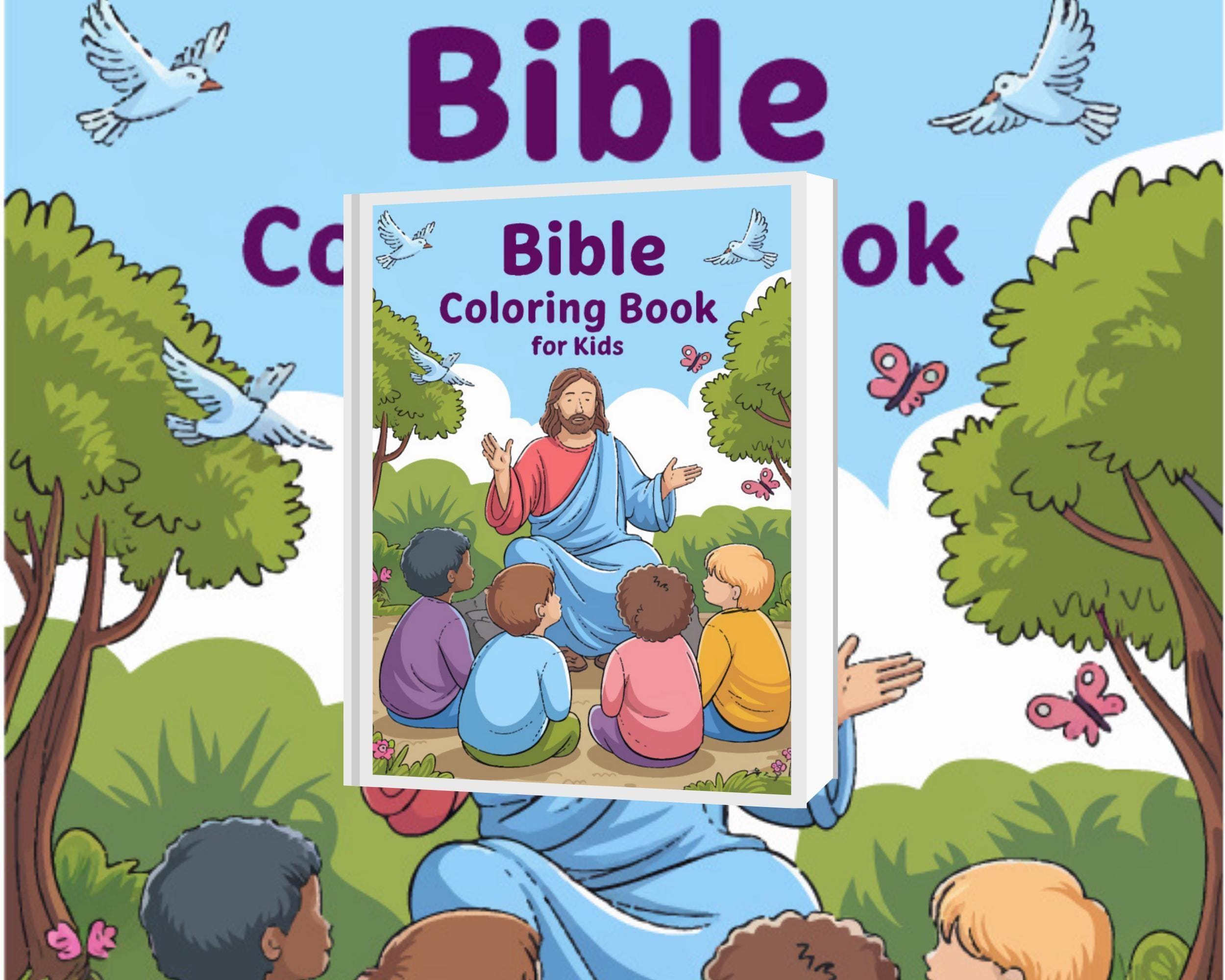 Bible Lesson Coloring Book Kids, Christian Printable Activity Book ...