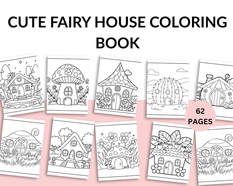 Fairy Houses Coloring Book, Printable Whimsical Fairy Homes, Kids ...