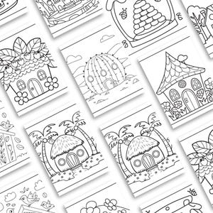 Fairy Houses Coloring Book, Printable Whimsical Fairy Homes, Kids ...