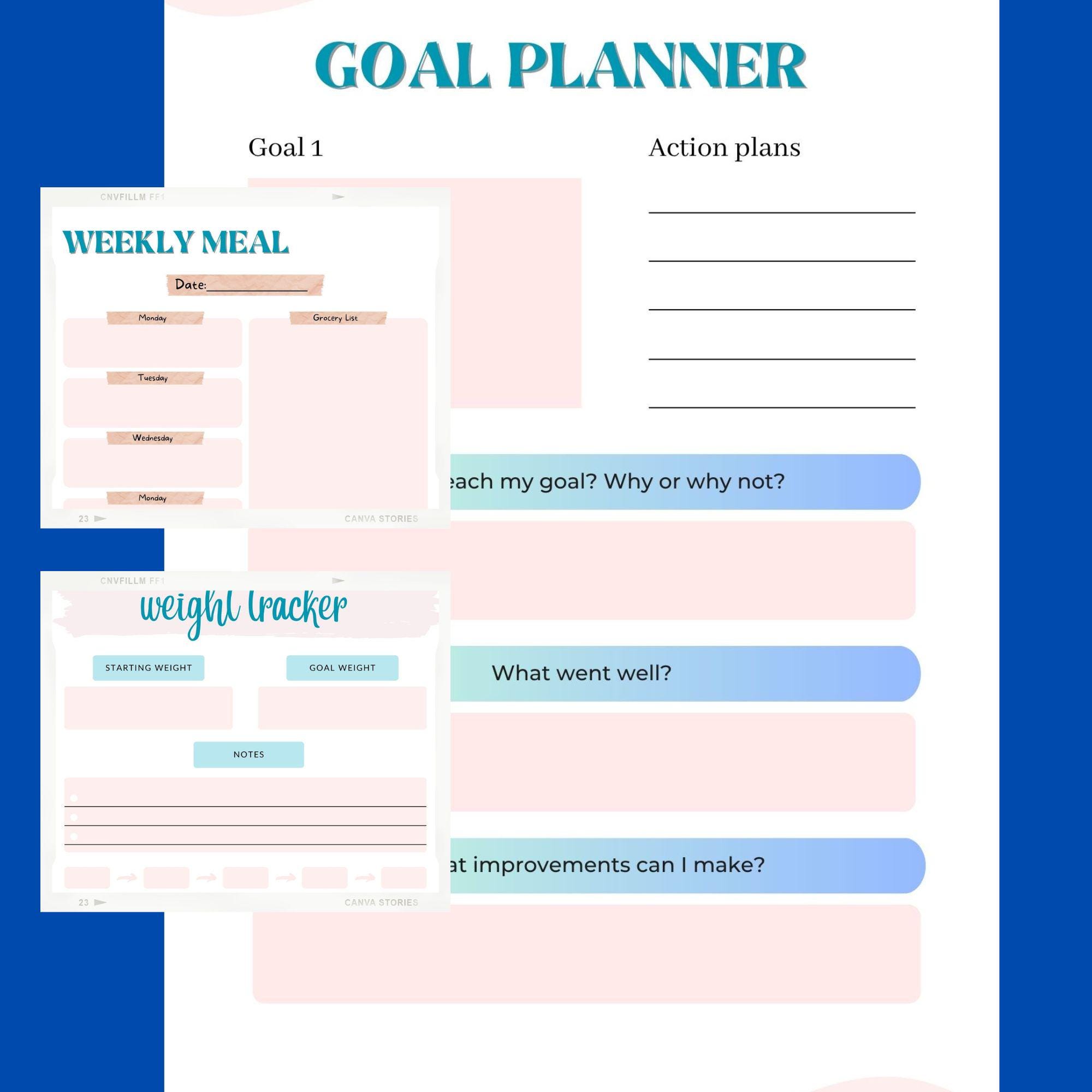Weight Loss Journal Printable, Fitness Tracker PDF, Health & Wellness ...