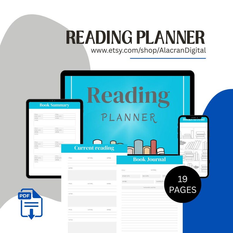 Printable Reading Planner, Book Journal Template, Reading Log, Review ...