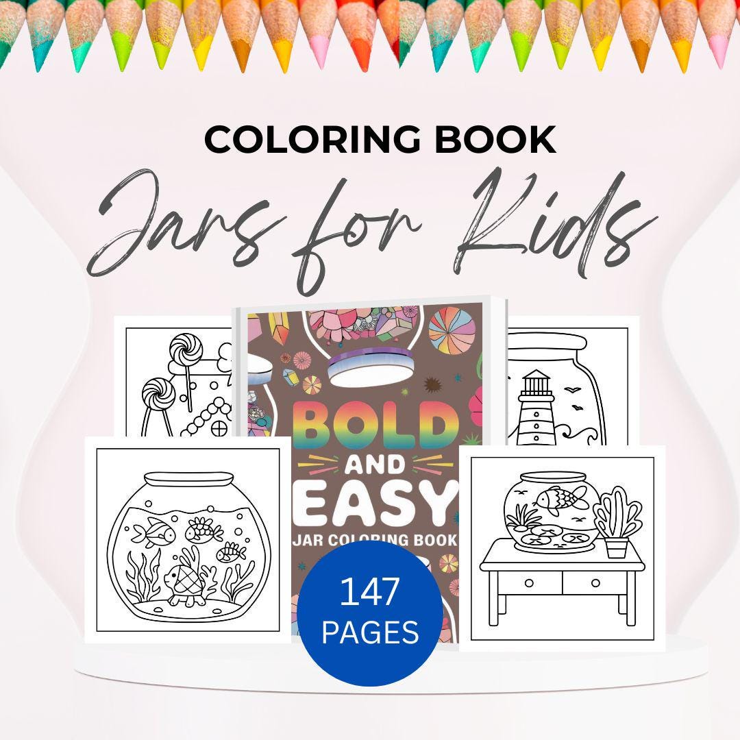 Whimsical Terrarium Jar Coloring Book, Printable Jar Scene Pages ...